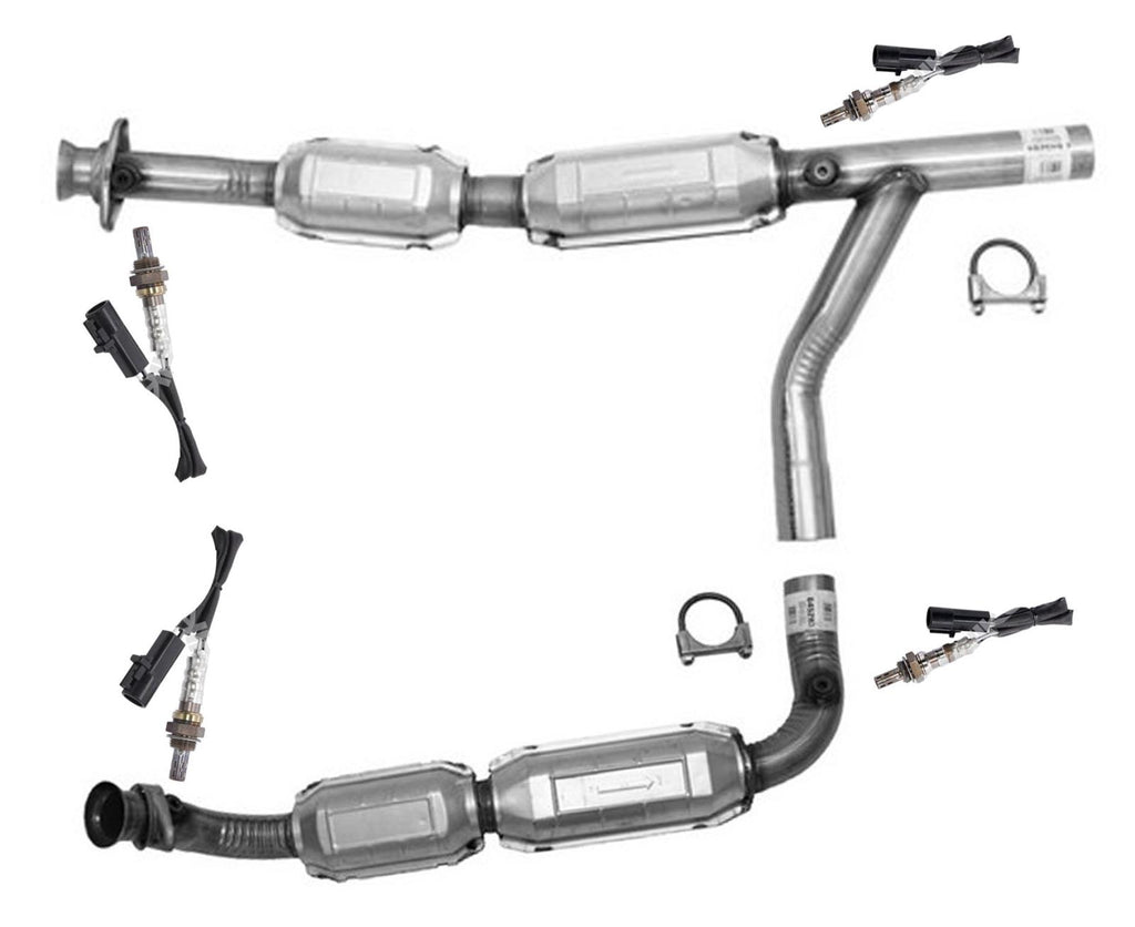 Front Engine Y Pipe Catalytic Converter O2 Sensors For 2003-2007 Ford ...