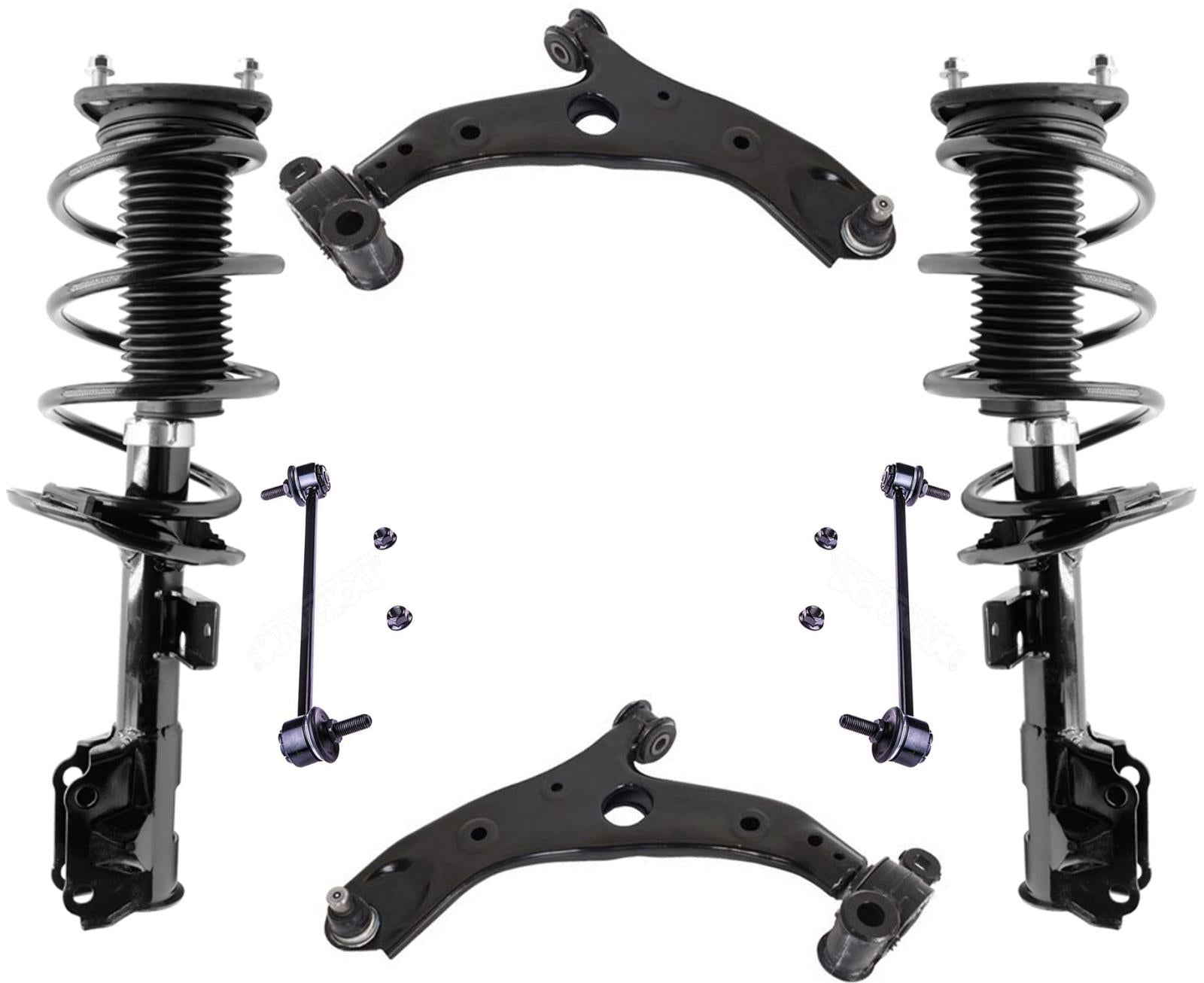 Front Complete Struts Assembly Lower Control Arms & Links For Mazda 3 ...
