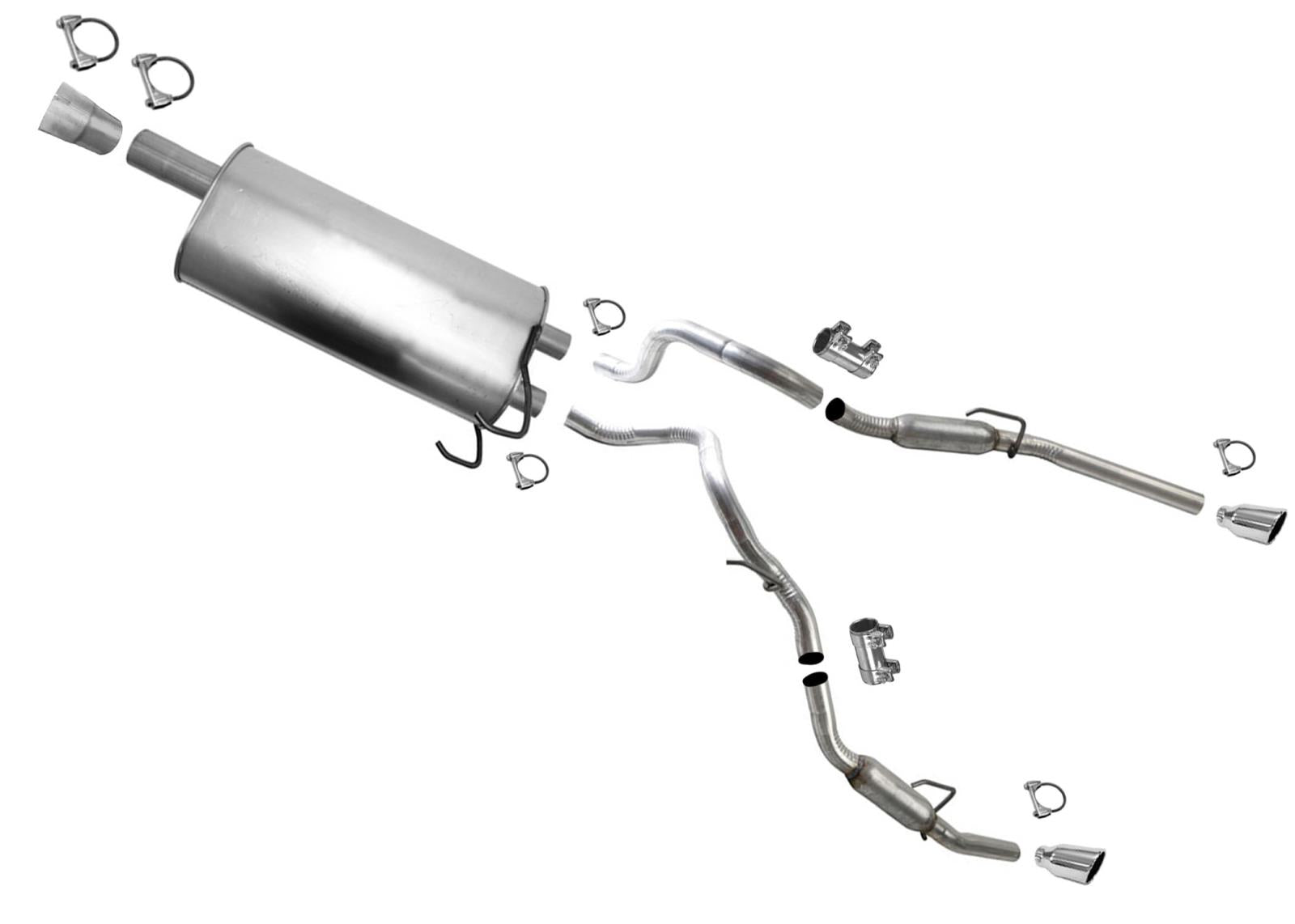 OE style Rear Muffler Factory Dual Tail Pipes Resonators for Ram 1500 ...